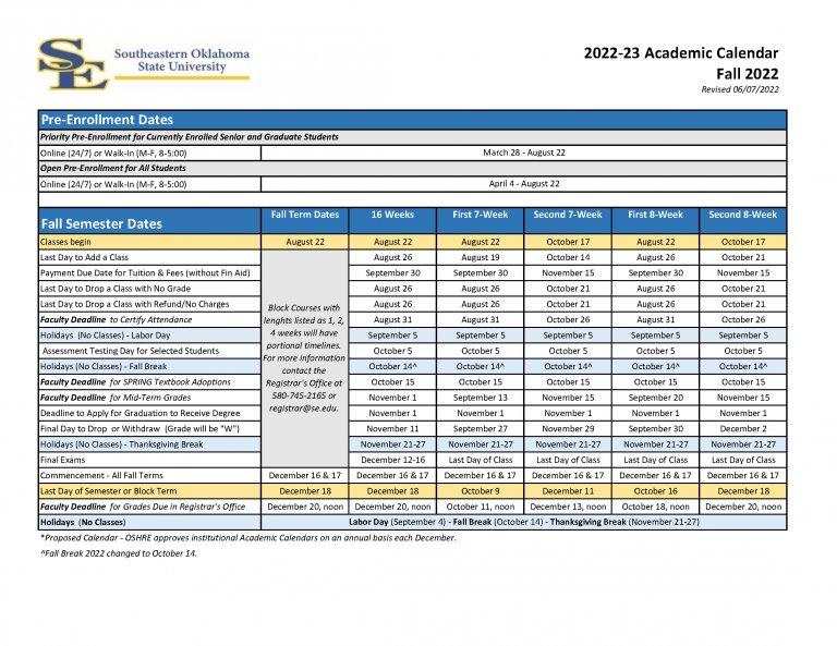 Academic Calendar - Office of the Registrar